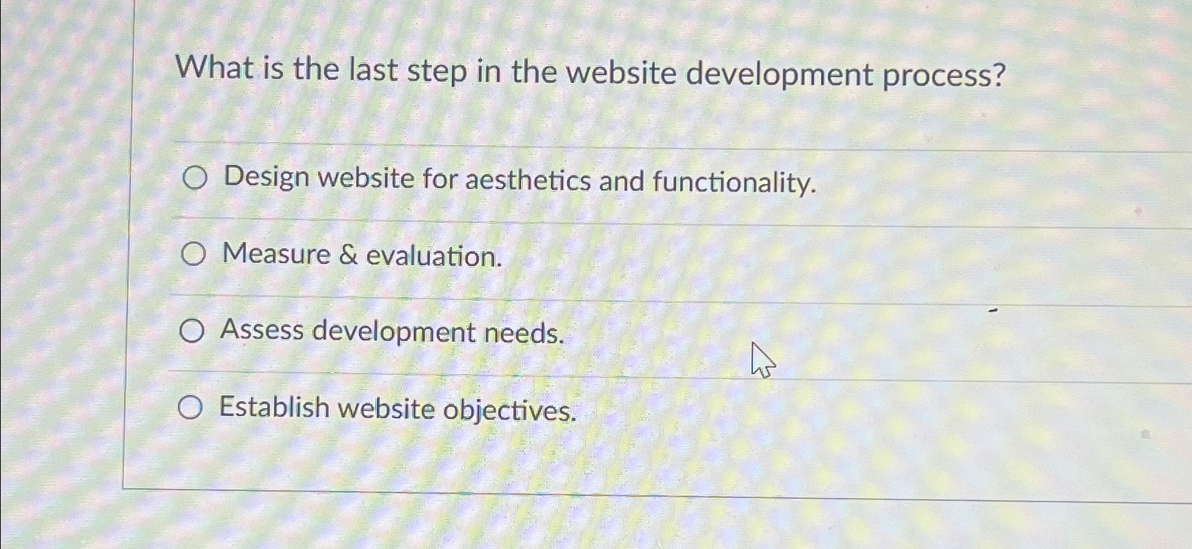 Solved What is the last step in the website development | Chegg.com