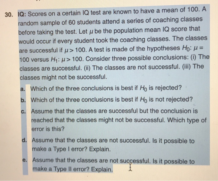 Solved 30. IQ: Scores on a certain IQ test are known to have | Chegg.com