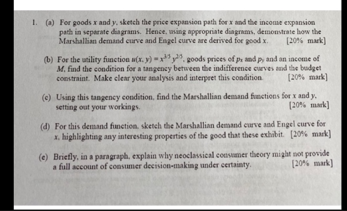 Solved 1. (a) For goods x and y, sketch the price expansion | Chegg.com