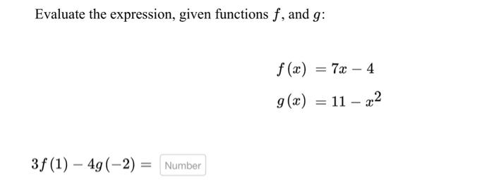 Solved Evaluate the expression, given functions f, and g : | Chegg.com