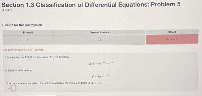 Solved Section 1.3 Classification of Differential Equations: | Chegg.com