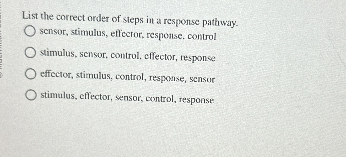 Solved List the correct order of steps in a response | Chegg.com