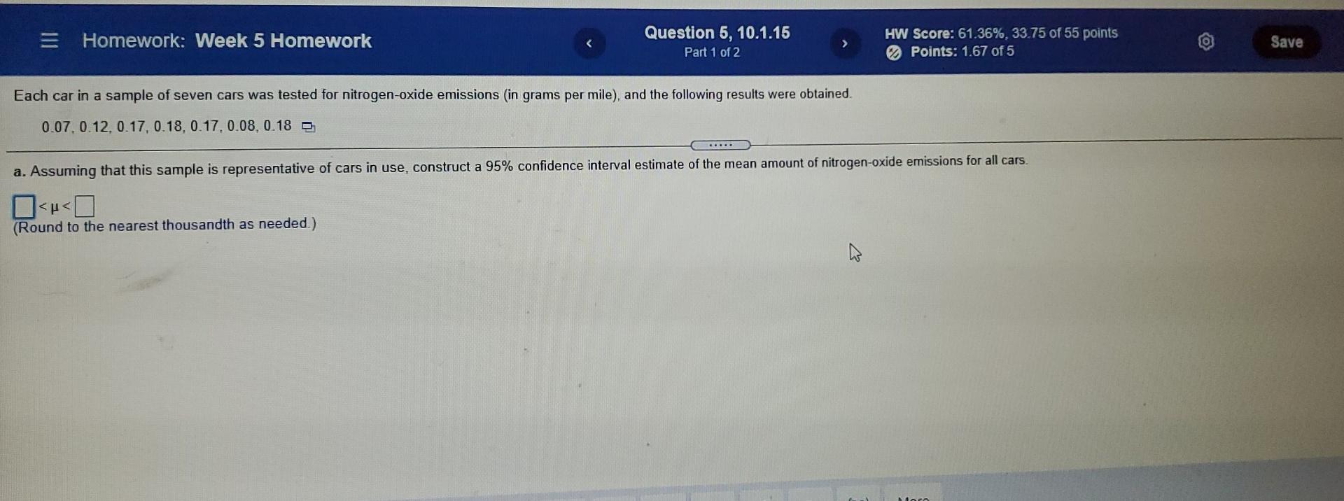 Solved = Homework: Week 5 Homework Question 5, 10.1.15 Part | Chegg.com