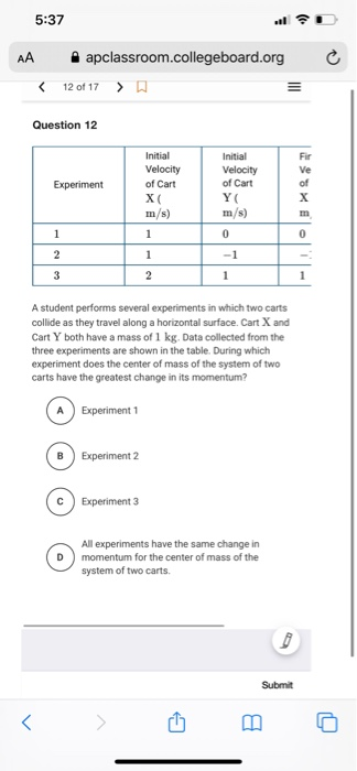 Solved 5:36 i apclassroom.collegeboard.org Question 11 3 mis | Chegg.com