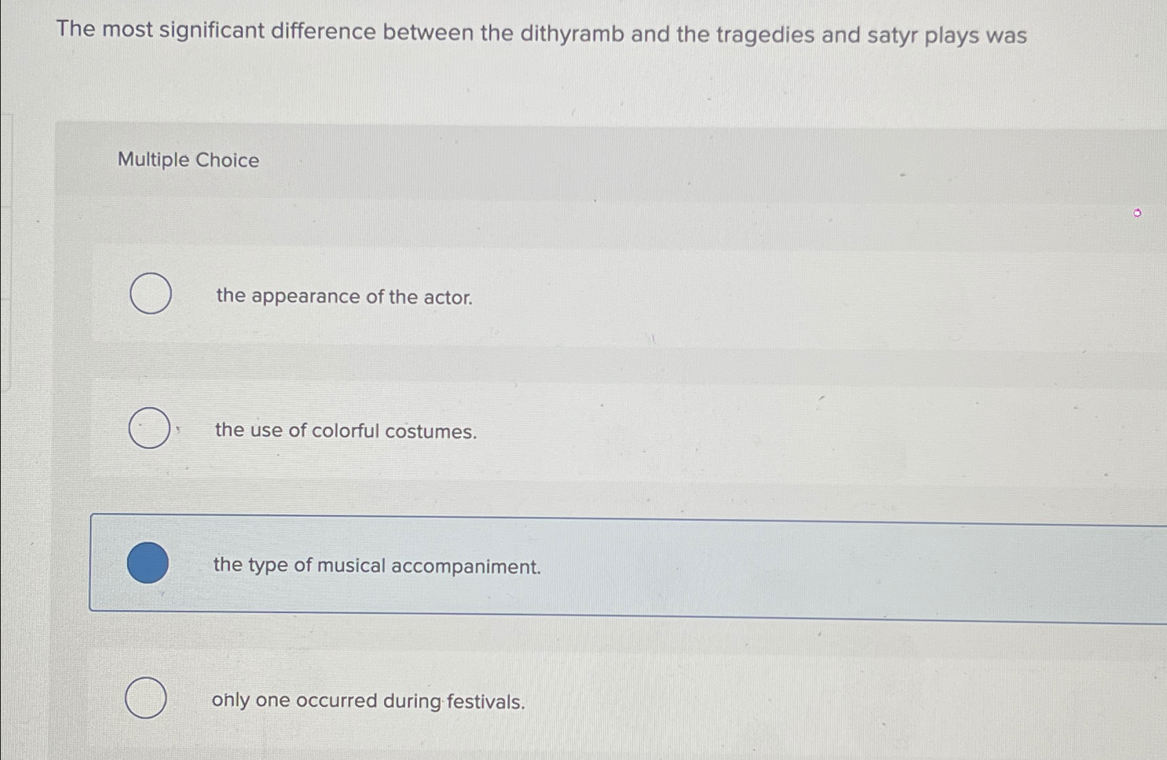 Solved The most significant difference between the dithyramb | Chegg.com