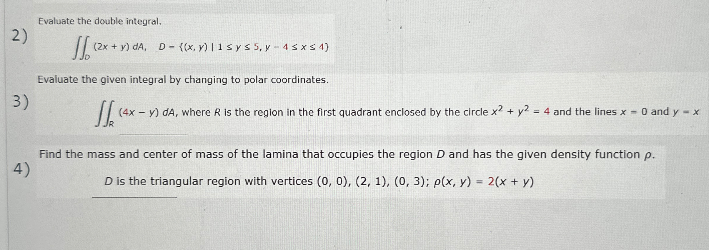 Solved Evaluate the double | Chegg.com