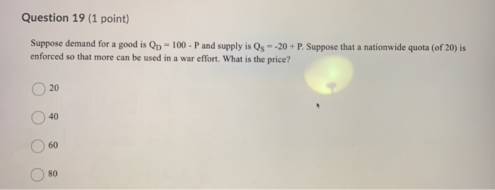 Solved Question 19 (1 point) Suppose demand for a good is Qp | Chegg.com