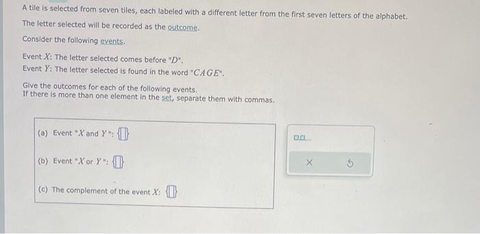 Solved A tile is selected from seven tiles, each labeled | Chegg.com