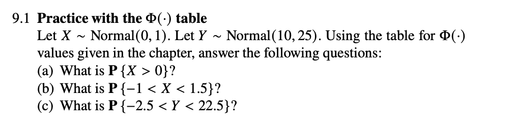 Solved 9.1 ﻿Practice with the Φ(*) ﻿tableLet x∼Normal(0,1). | Chegg.com