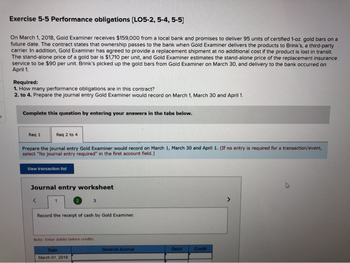 Solved Exercise 5-5 Performance obligations (L05-2,5-4,5-5) | Chegg.com