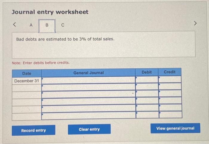 Solved Journal entry worksheet An aging analysis estimates | Chegg.com