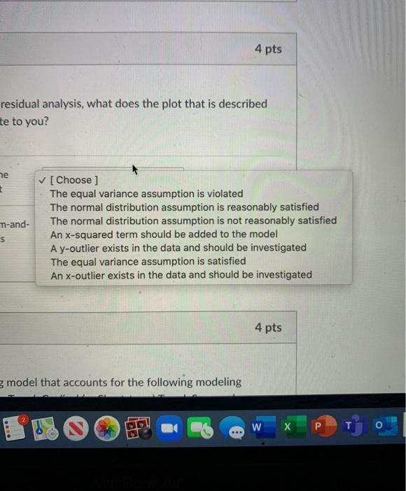Solved In a multiple regression residual analysis, what does | Chegg.com