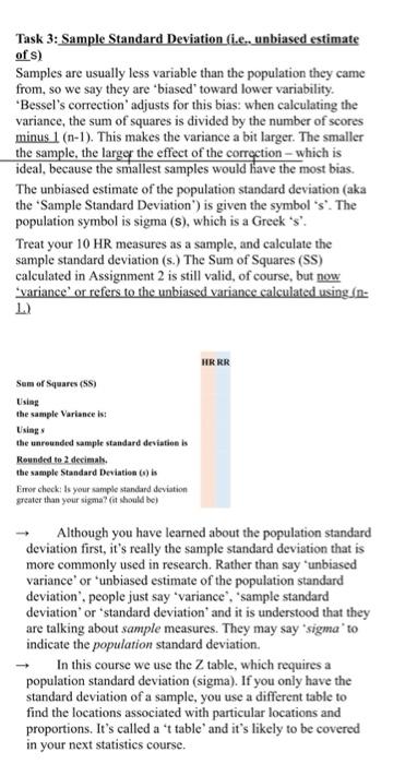 Solved Task 3: Sample Standard Deviation fi.e. unbiased | Chegg.com
