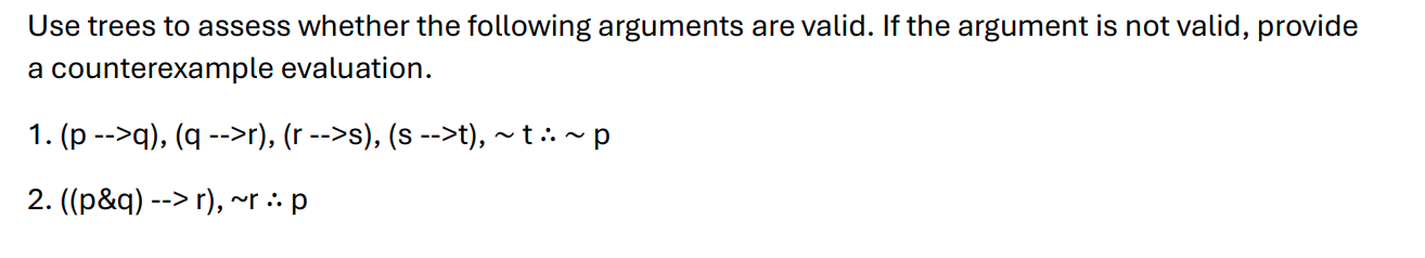 Solved Use trees to assess whether the following arguments | Chegg.com