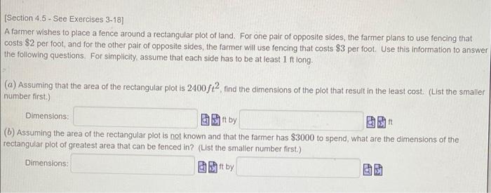 Solved [Section 4,5 - See Exercises 3-18] A farmer wishes to | Chegg.com