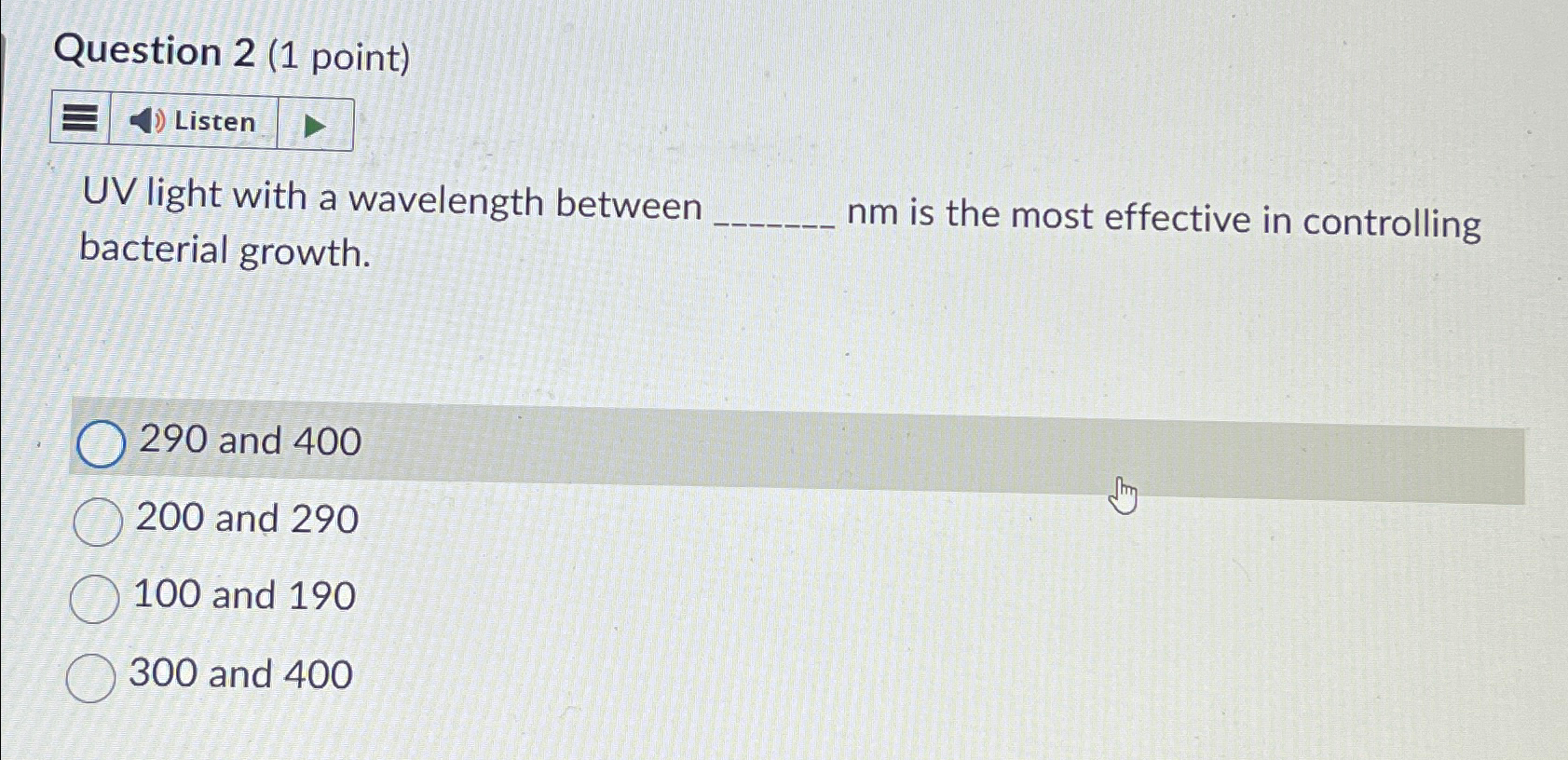 Solved Question 2 (1 ﻿point)UV light with a wavelength | Chegg.com