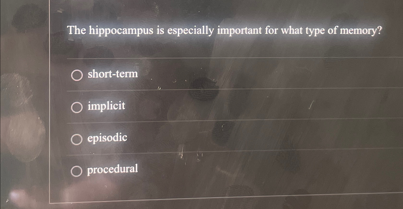 Solved The hippocampus is especially important for what type | Chegg.com