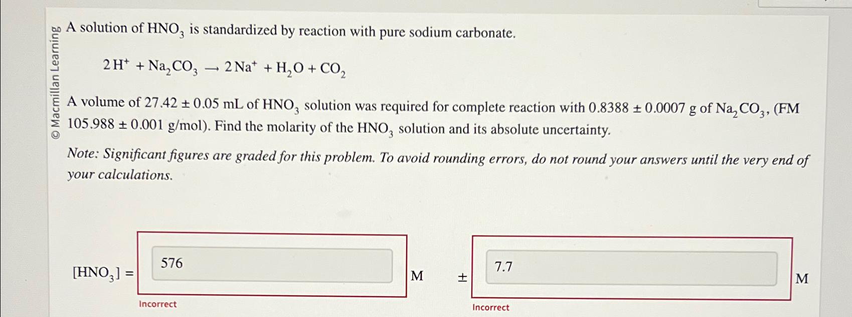 Solved C^(\\\\infty )^(\\\\infty ) A solution of HNO_(3) is | Chegg.com