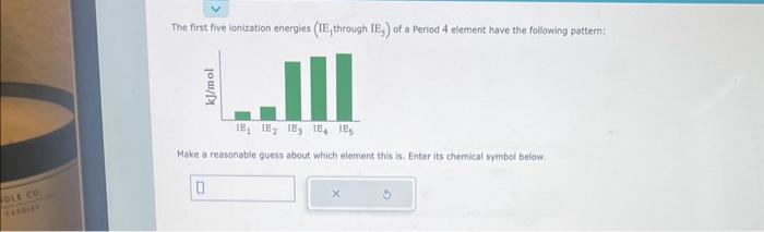 Solved The first five Ionization energles (IE, through IES ) | Chegg.com Solved The first five Ionization energles (IE, through IES ) | Chegg.com