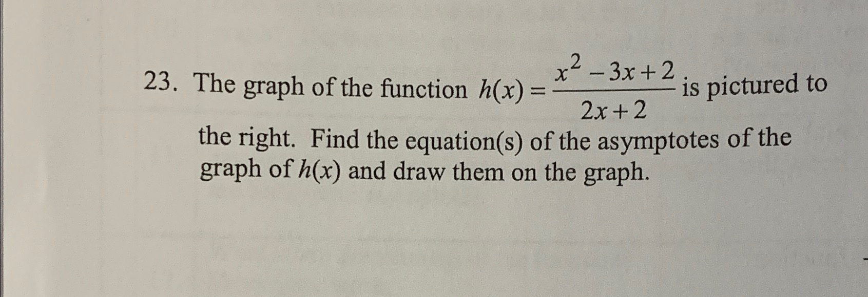 Solved The graph of the function h(x)=x2-3x+22x+2 ﻿is | Chegg.com