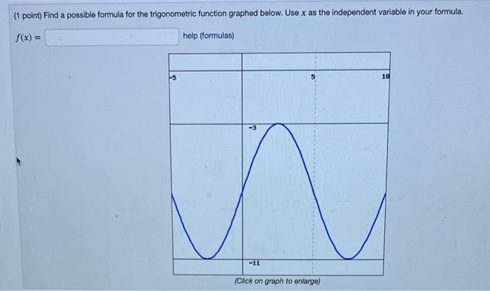 Solved (1 point) Find a possible formula for the | Chegg.com