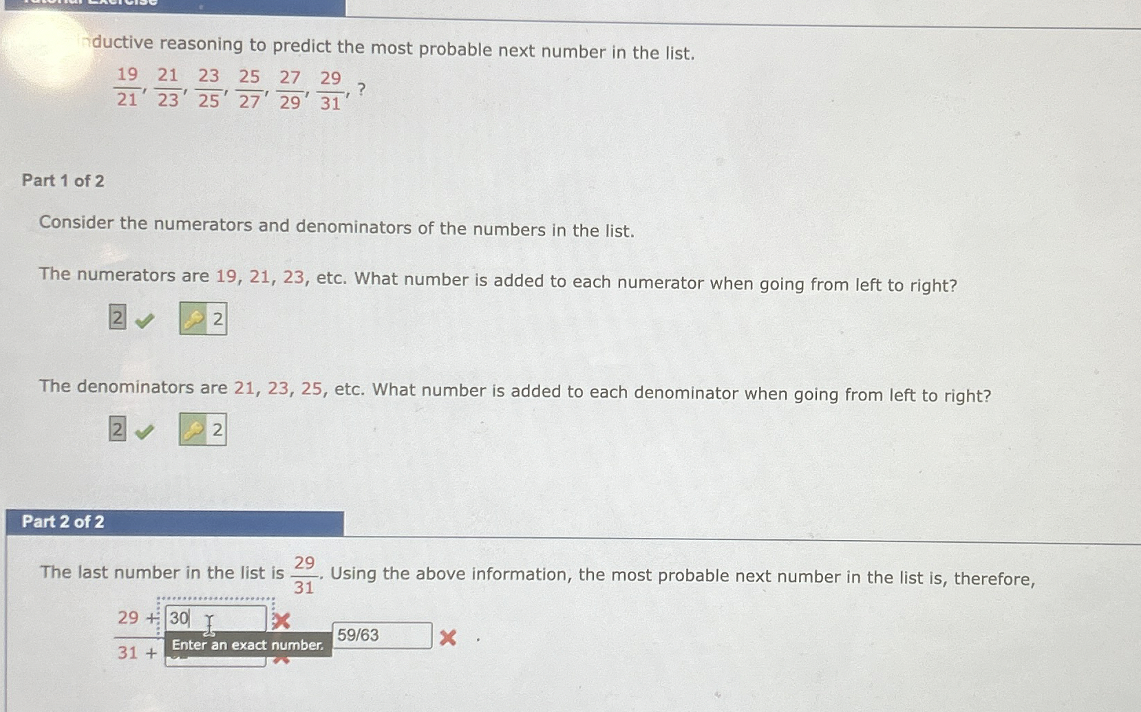 Solved ductive reasoning to predict the most probable next | Chegg.com