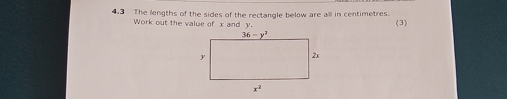 Solved 4.3 ﻿The lengths of the sides of the rectangle below | Chegg.com