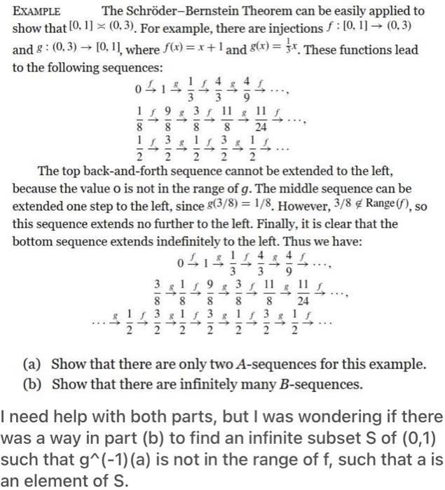 Solved 3 8 8 8 8 2 EXAMPLE The Schröder-Bernstein Theorem | Chegg.com