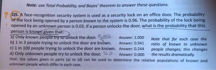 Solved Note: use Total Probability, and Bayes' theorem to | Chegg.com