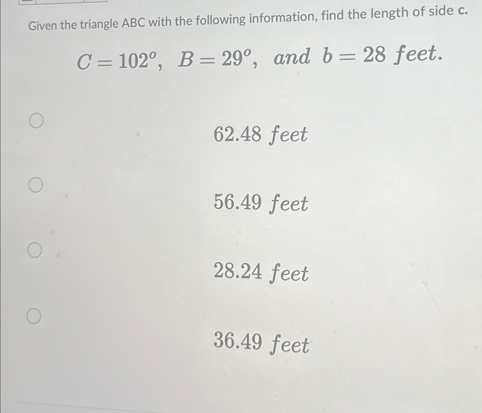 Solved Given the triangle ABC with the following | Chegg.com