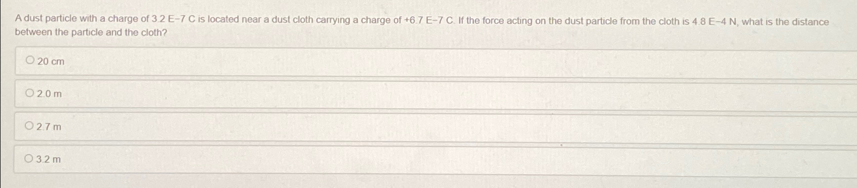 Solved A dust particle with a charge of 3.2E-7C ﻿is located | Chegg.com