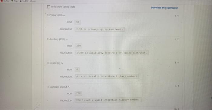 Solved 3.23 LAB: Interstate highway numbers Primary U.S | Chegg.com