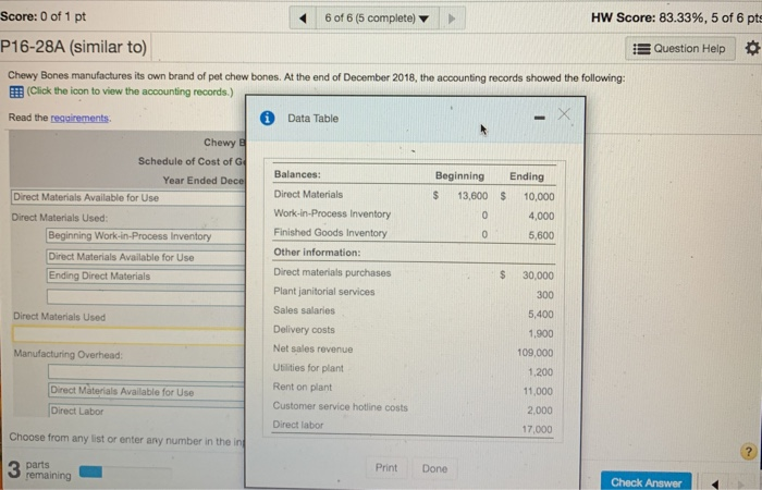 Solved Score: 0 of 1 pt 6 of 6 (5 complete) HW Score: 83.33 | Chegg.com