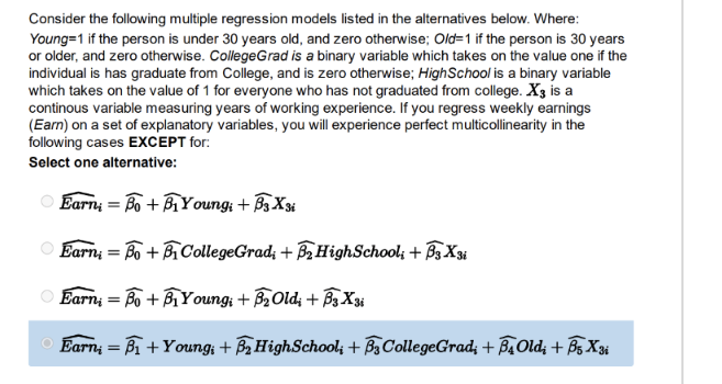 Consider the following multiple regression models | Chegg.com