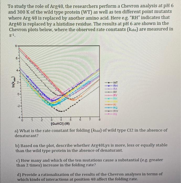 Solved To study the role of Arg48, the researchers perform a | Chegg.com
