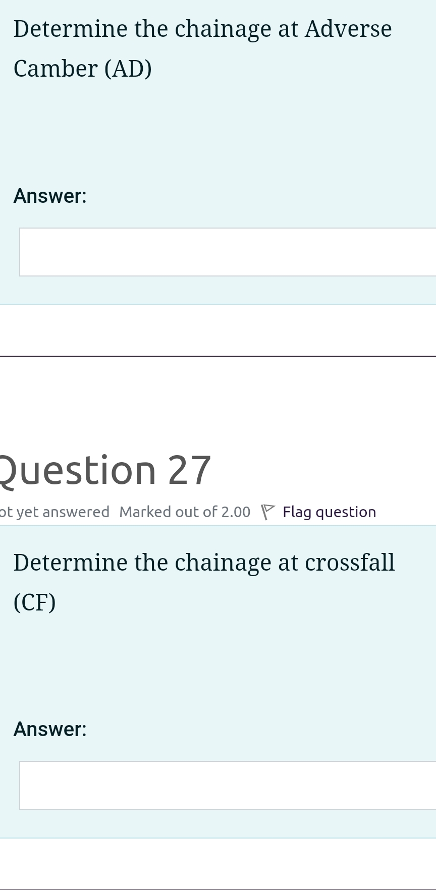 Solved Determine the chainage at Adverse Camber | Chegg.com