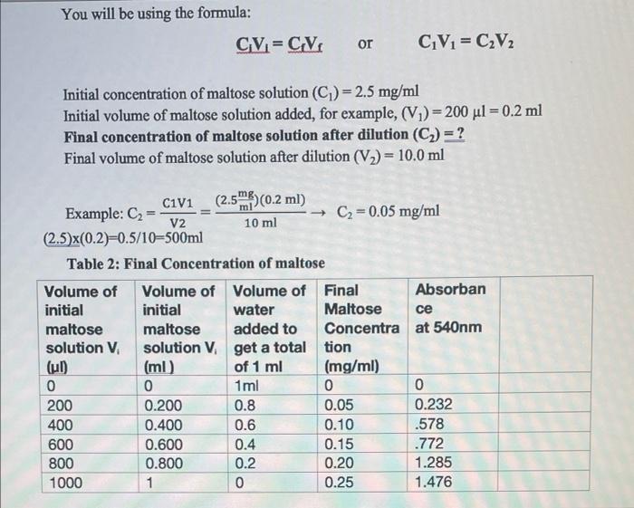 Solved Table 1: Tube Water (ul) Total Volume (ul) 5% Starch | Chegg.com