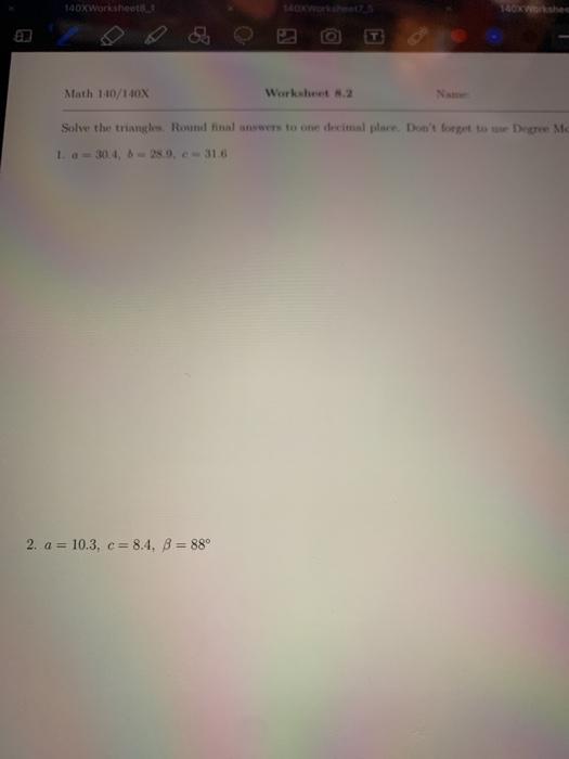 Solved 140xworksheet Math 140/140x Worksheet .2 Solve the | Chegg.com