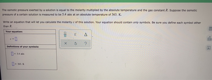 Solved The osmotic pressure exerted by a solution is equal | Chegg.com