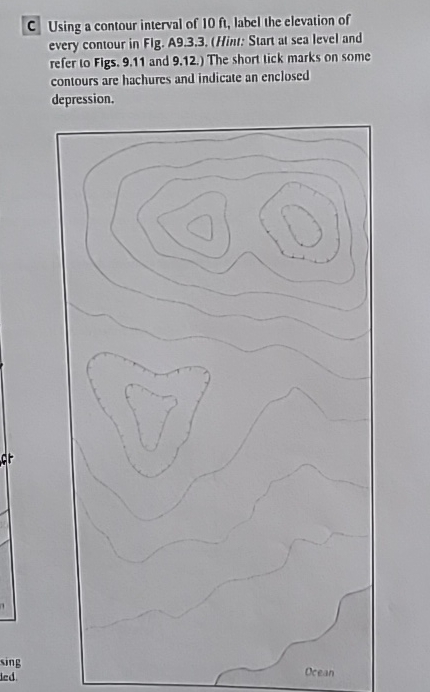 Solved C Using a contour interval of 10ft, ﻿label the | Chegg.com