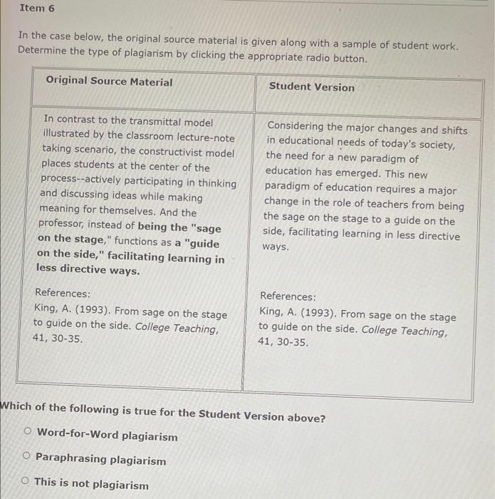 Solved Item In the case below, the original source material | Chegg.com