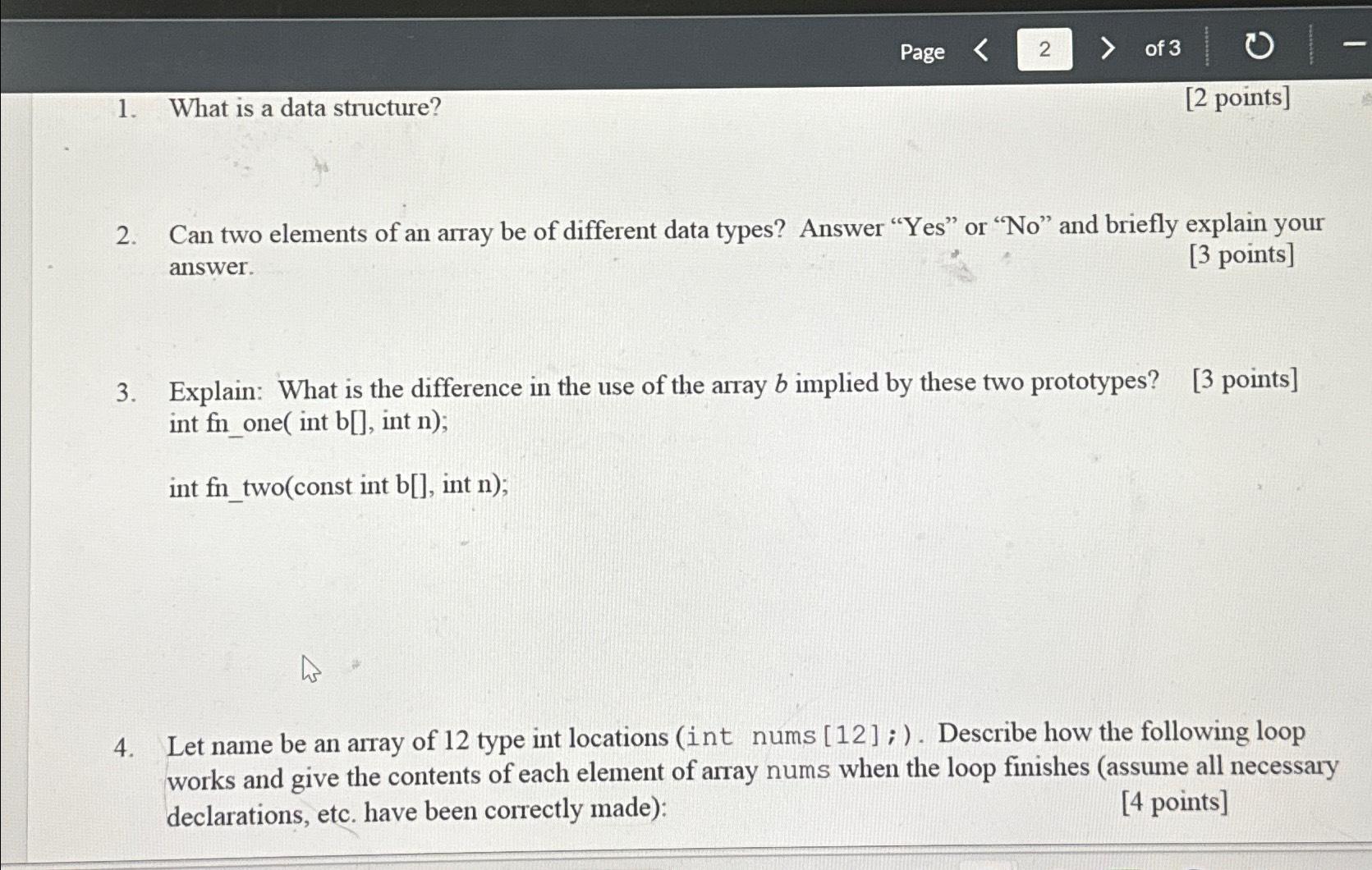 Solved What is a data structure?[2 ﻿points]Can two elements | Chegg.com