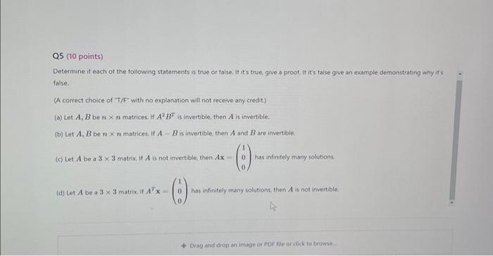 Solved Q5 (10 points) Determine it each of the following | Chegg.com