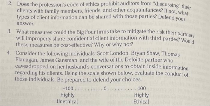 Solved 2. Does the profession's code of ethics prohibit | Chegg.com