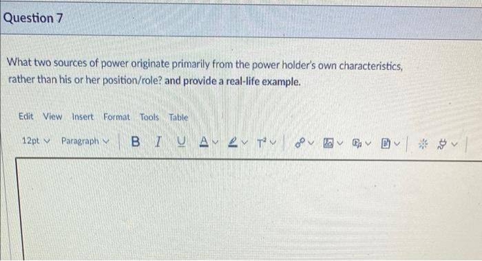Solved Question 7 What two sources of power originate | Chegg.com