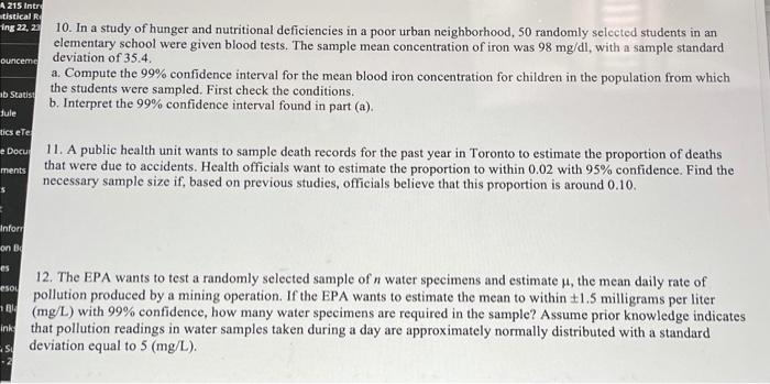 Solved A 215 Intre tistical R ing 22, 23 ab Statist 10. In a | Chegg.com