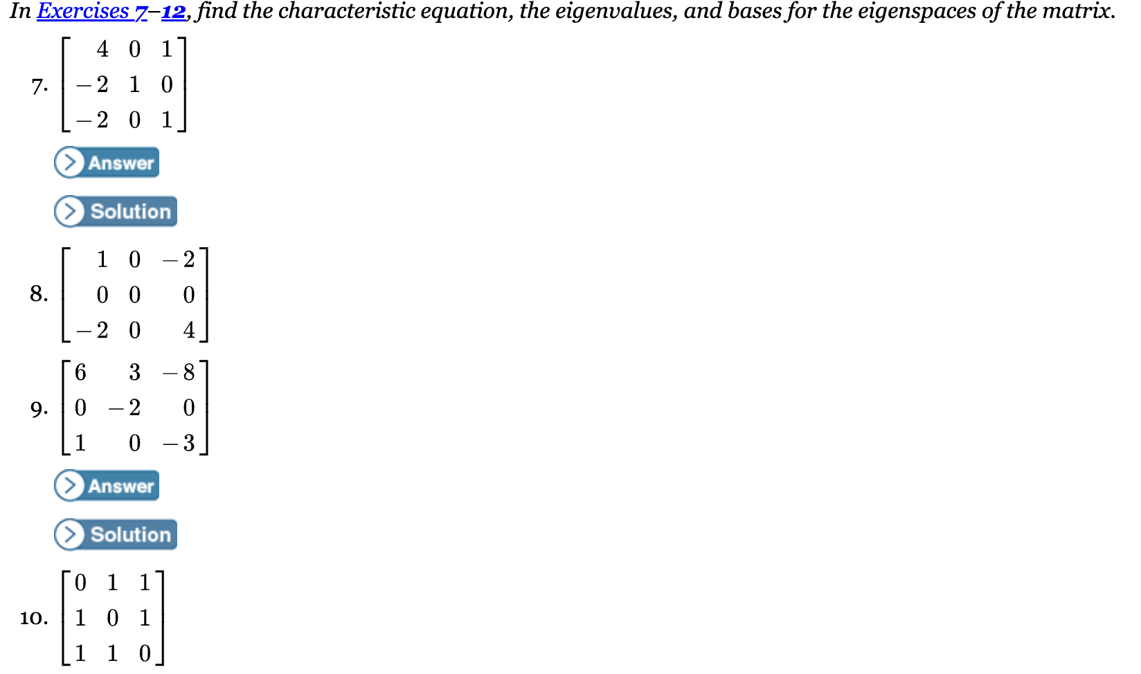 Solved In Exercises 7-12, ﻿find the characteristic equation, | Chegg.com