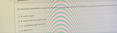 Solved If a Keynesian expenditure-output model show5 ﻿that | Chegg.com