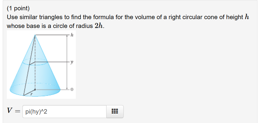 Solved (1 ﻿point)Use similar triangles to find the formula | Chegg.com