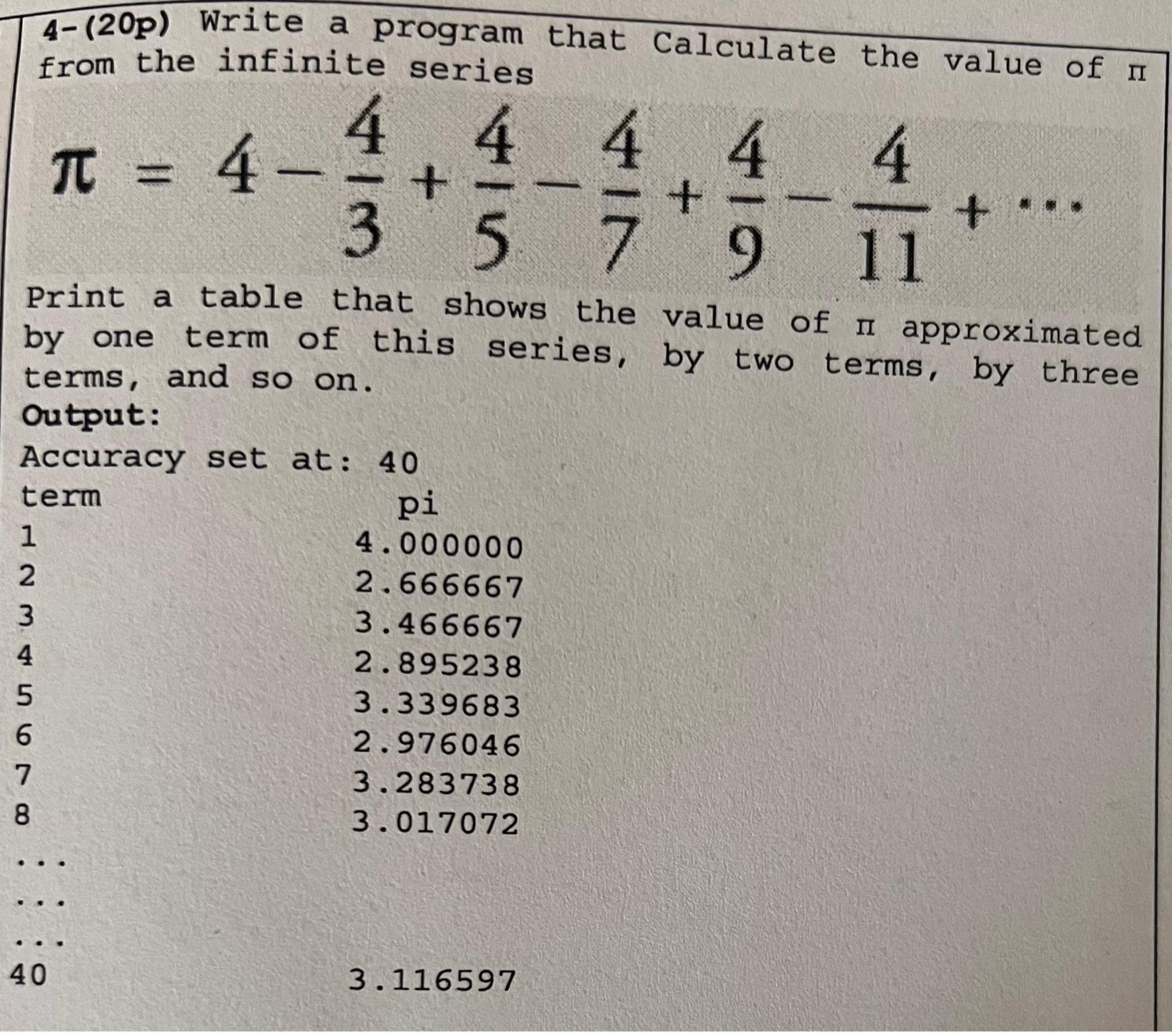 Solved 4 20p ﻿write A Program That Calculate The Value Of